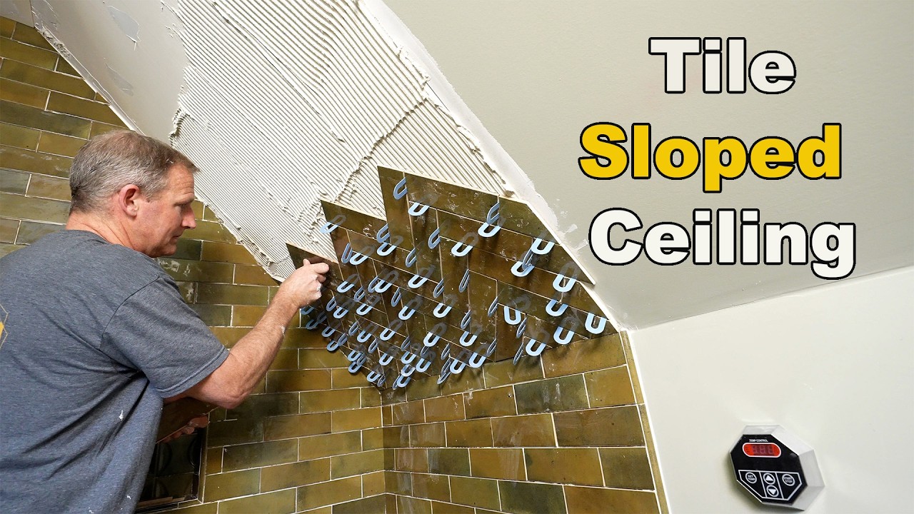 Tiling a Sloped Ceiling in a Shower - YouTube