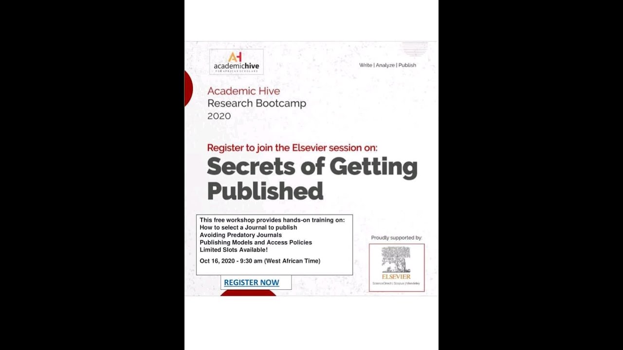 Elsevier's Workshop: Secrets of Getting Published (AHRB 2020) - YouTube