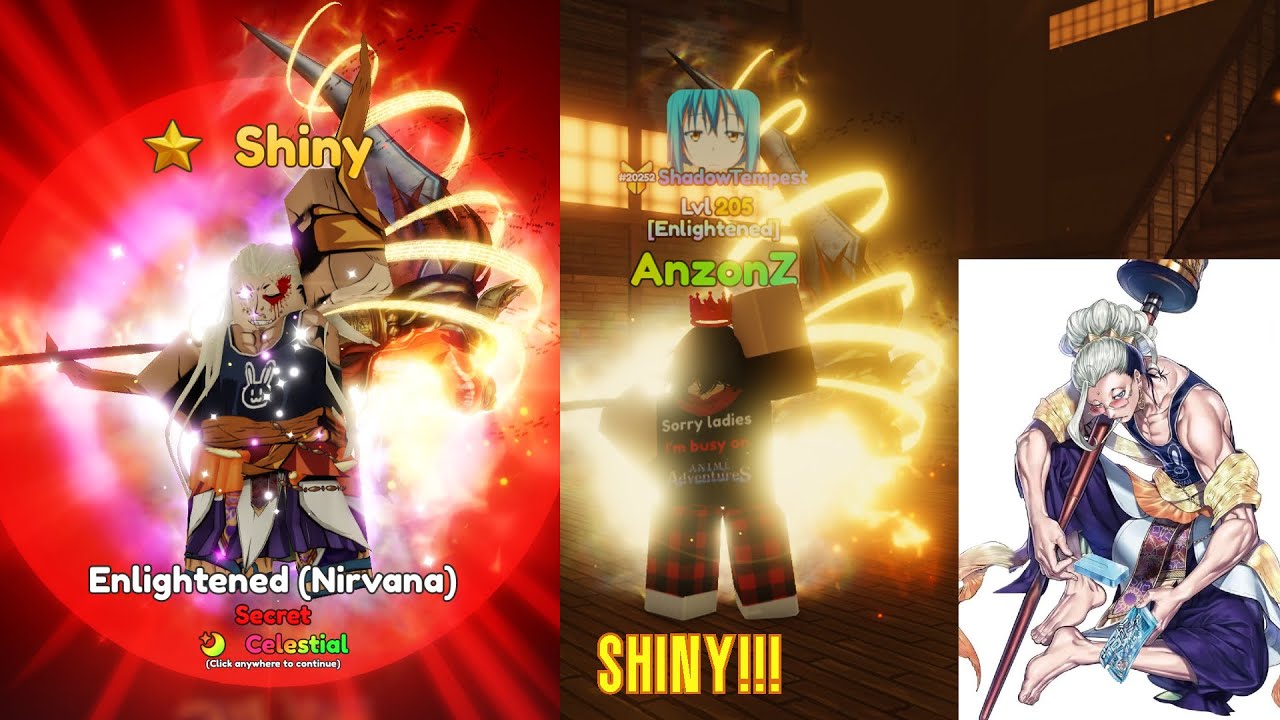 Shiny Enlightened(Nirvana)/Buddha showcase Anime Adventures Roblox ...