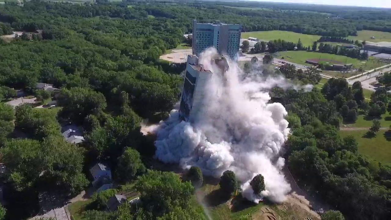 Higgins Hall implosion - YouTube