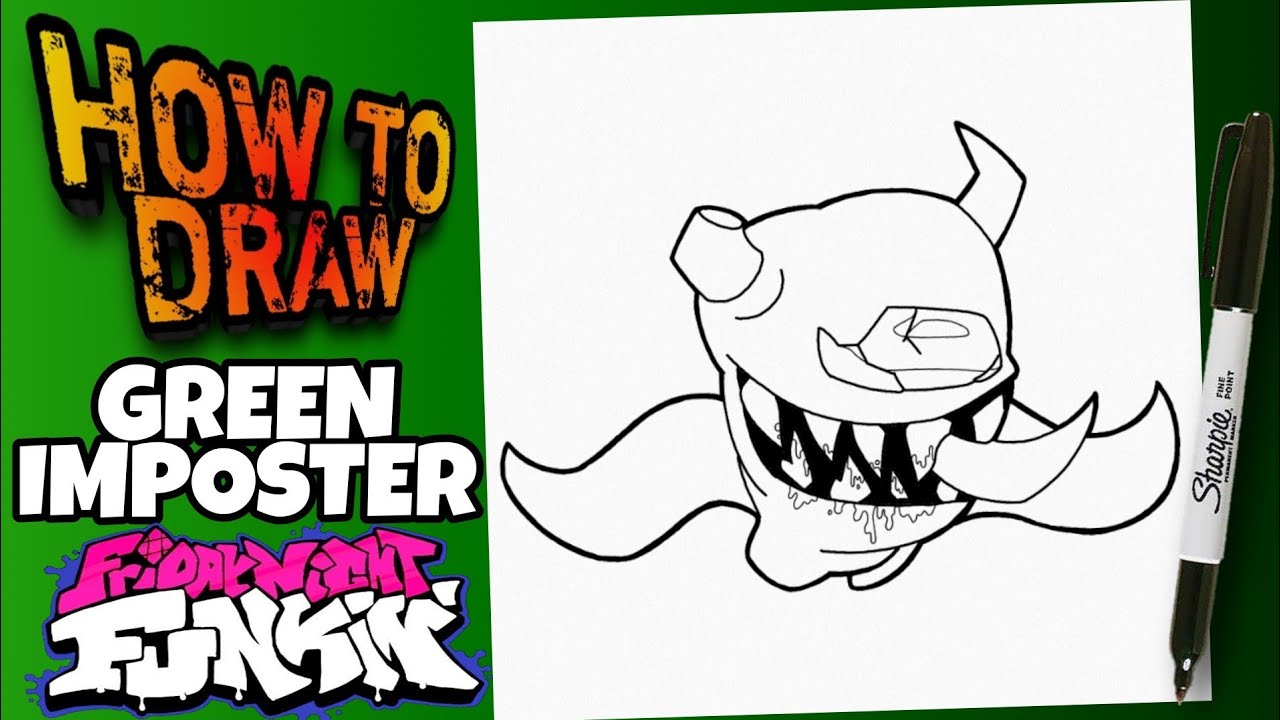 HOW TO DRAW GEEN IMPOSTER V3 | FRIDAY NIGHT FUNKIN | como dibujar a ...