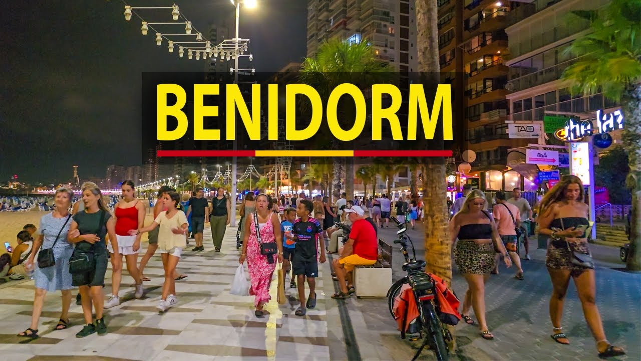 Spain 🇪🇸 Benidorm Night Beach Walk: The Magic of Lights and Waves - YouTube