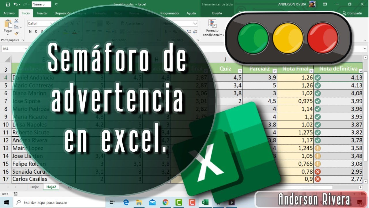 Cómo hacer un semáforo de advertencia en excel - YouTube