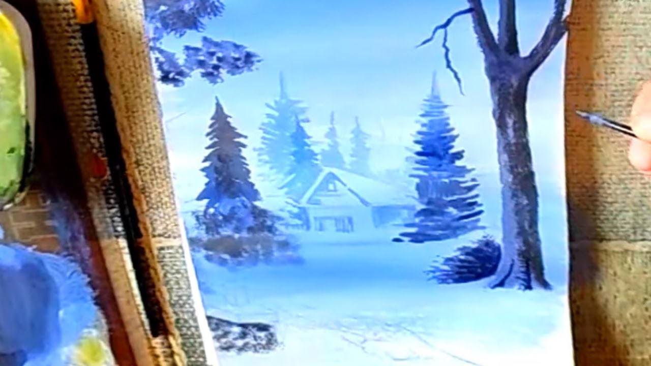 Как нарисовать зимний пейзаж гуашью Эффектный подмалевок Youtube