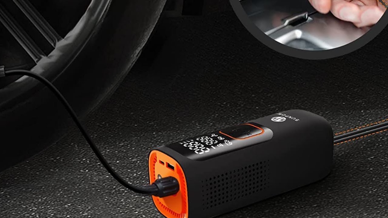SUNPOW Tire Inflator Portable Air Compressor, 160PSI Cordless Air Pump ...