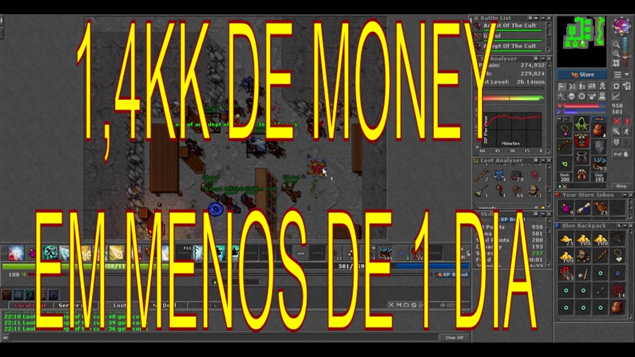 TIBIA FÁCIL: COMO FAZER 1,4KK DE DINHEIRO LVL60+ EM MENOS DE 1 DIA E ...