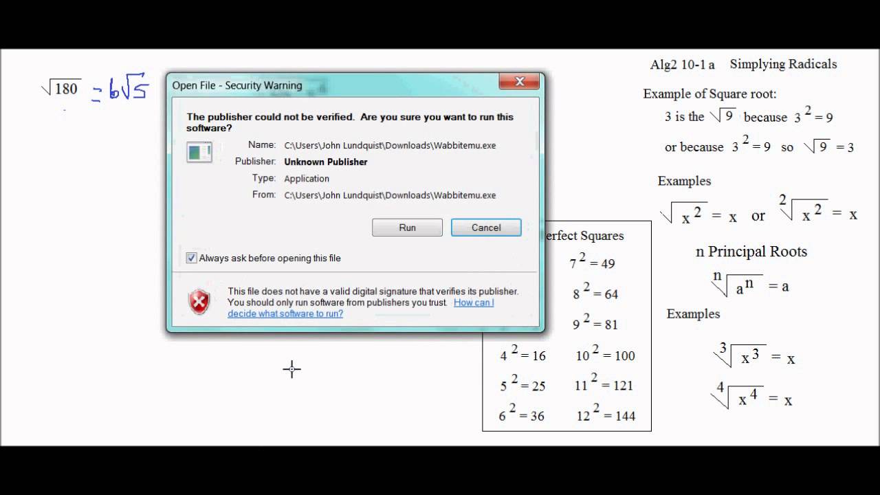 Algebra - Simplifying Radicals Part 1 - YouTube