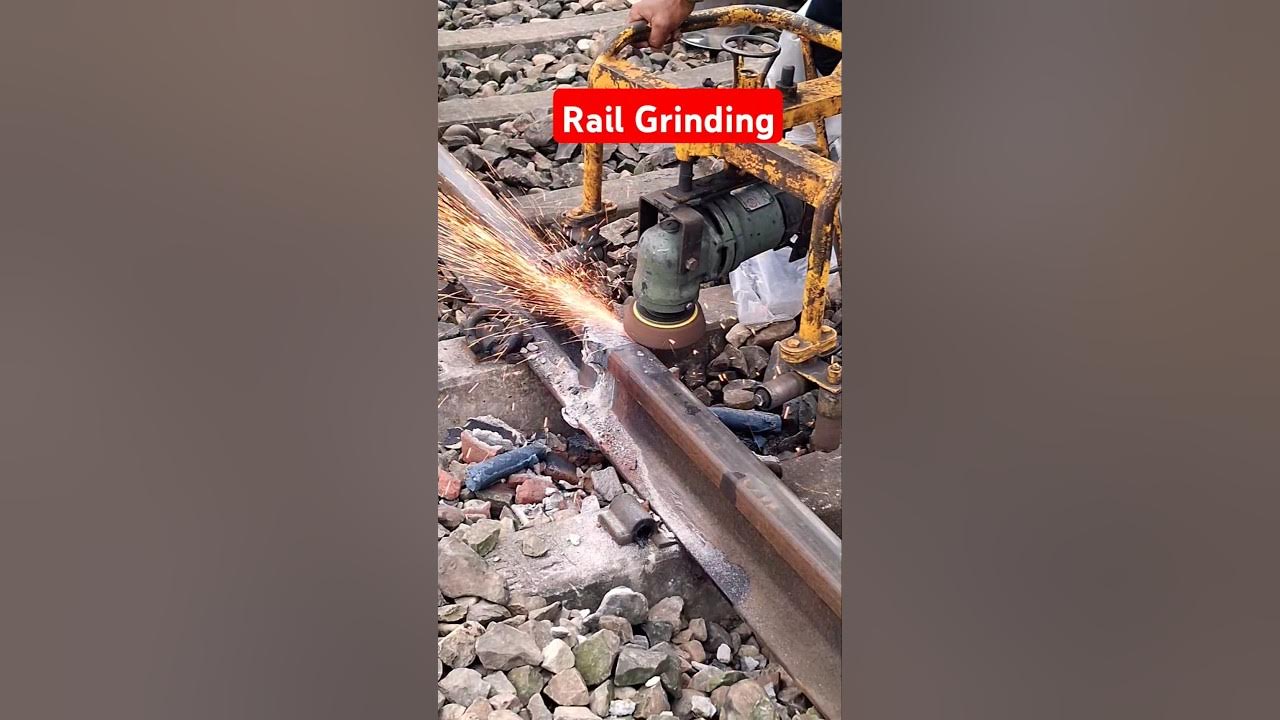 Rail Grinding After Thermit Welding #railway #grinding #railwork #thermitwelding #destressing # ...
