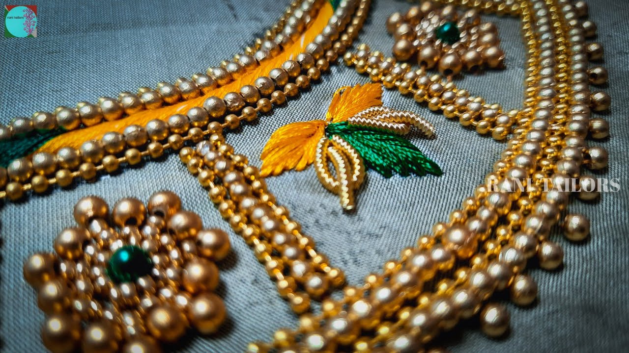 simple and elegant thread bead work using normal needle - YouTube