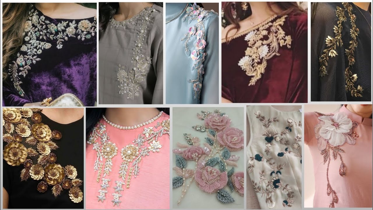 Hand made motifs designs for dresses | Fabulous side & front motif ...