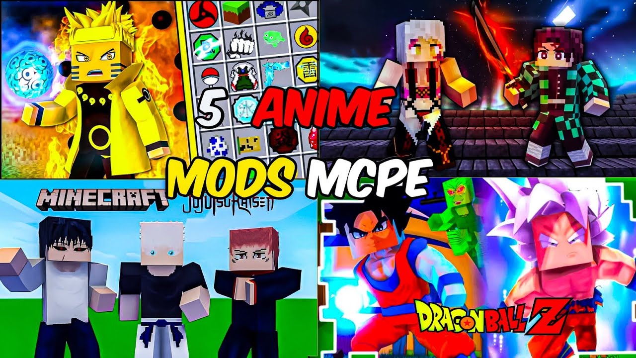5 Best ANIME Mods/Addons For MINECRAFT PE - YouTube