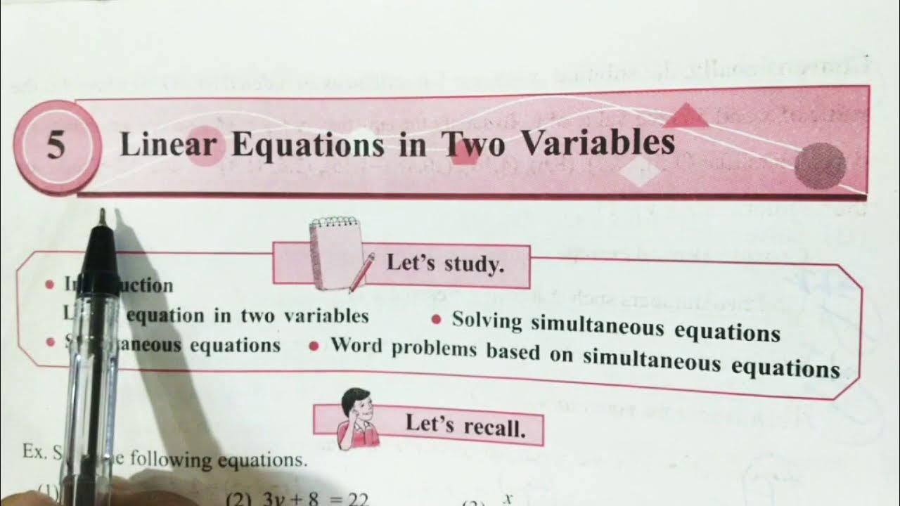 Practice Set 5.1 Linear Equations in two Variables Class 9 Algebra Maths1 SSC 9th std - YouTube