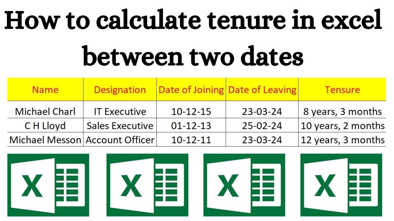 how to calculate tenure in excel between two dates? - YouTube