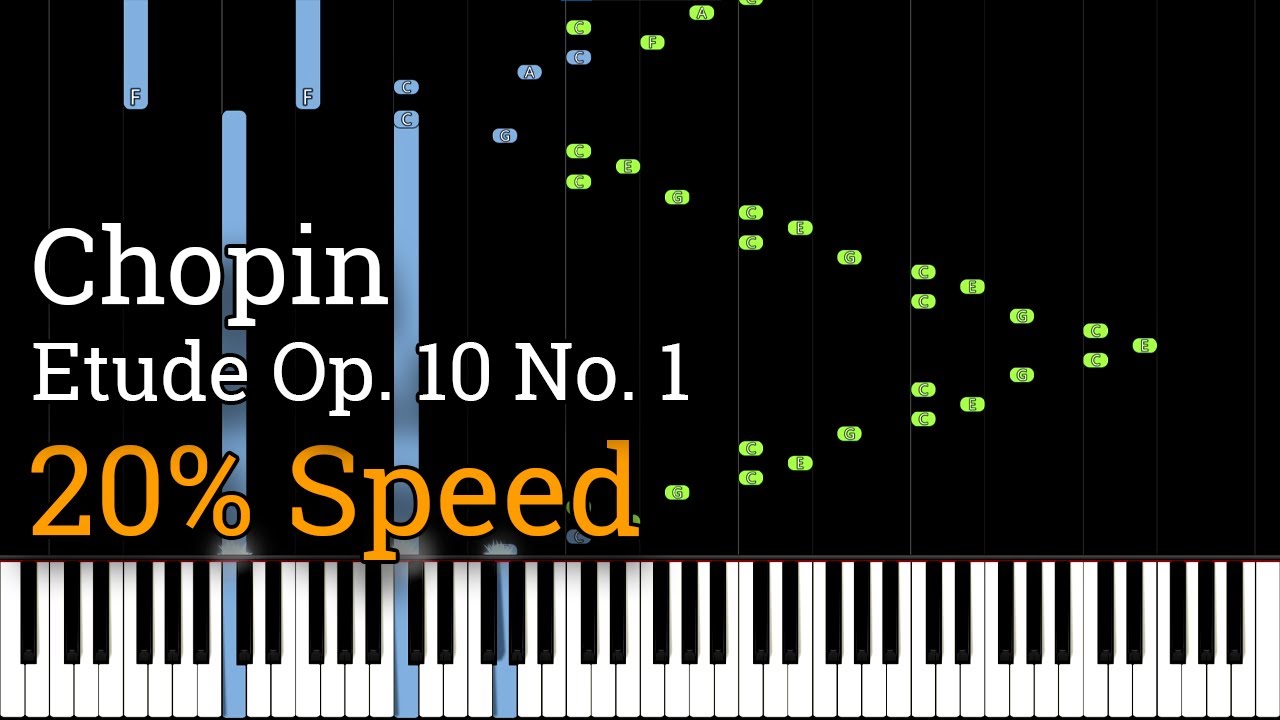 Chopin - Etude Op. 10 No. 1: Waterfall (Slow Piano Tutorial) [20% Speed ...