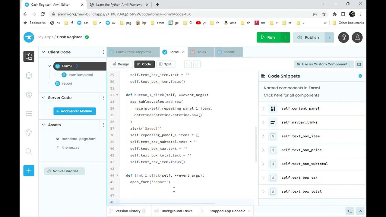 Python Anvil tutorial 12 cash register2 - YouTube