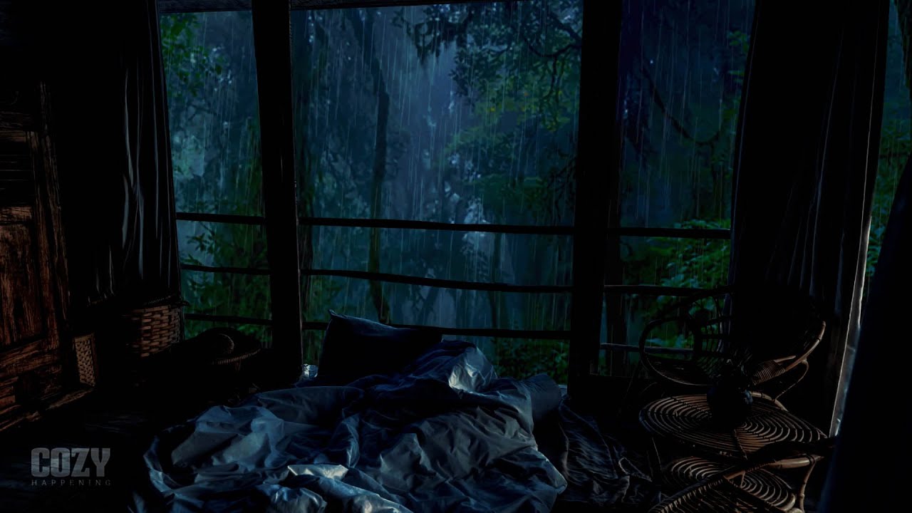⚡️Rainy Day in the Tree House | Cozy Rain in Forest | Rain Sounds for ...