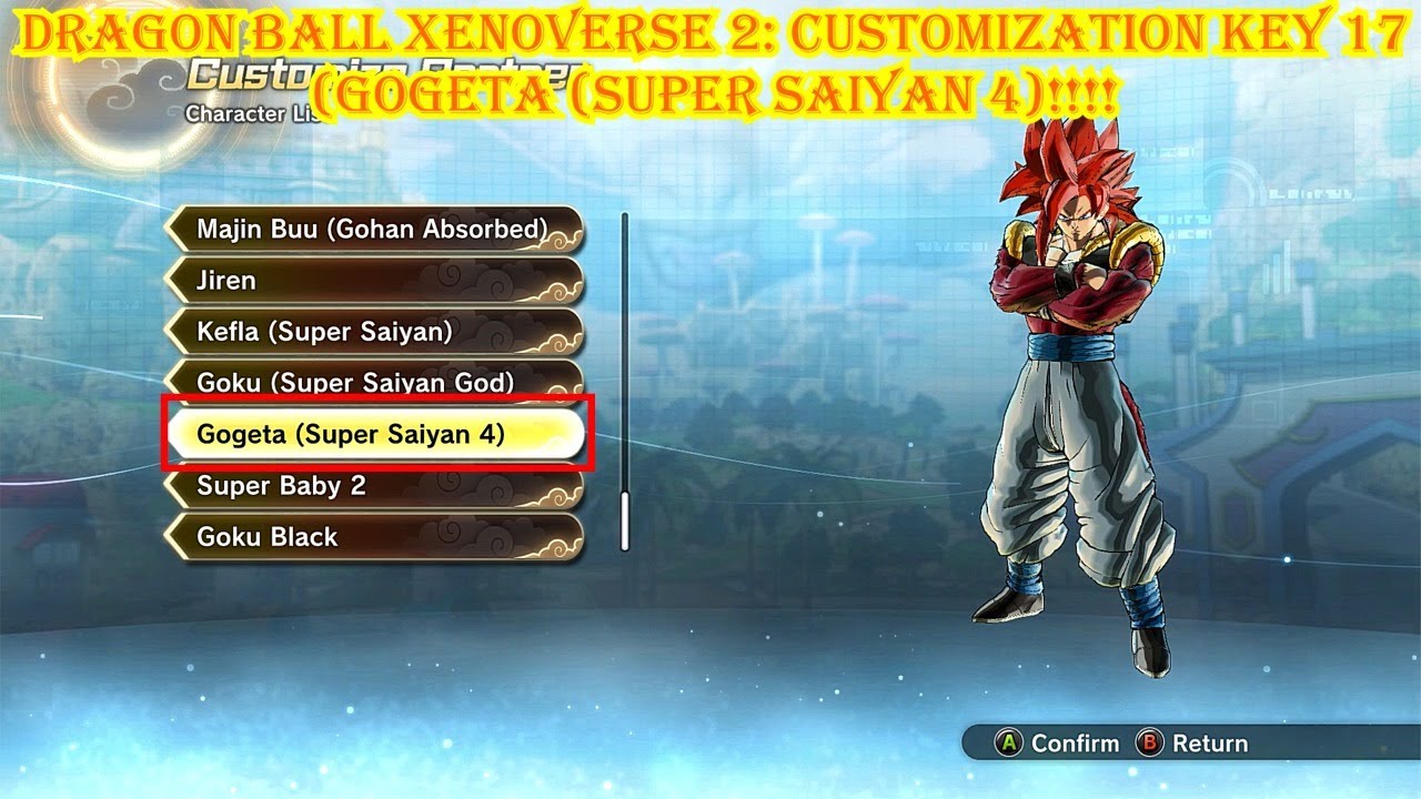 Dragon Ball Xenoverse 2; Customization Key 17 (Gogeta (Super Saiyan 4 ...
