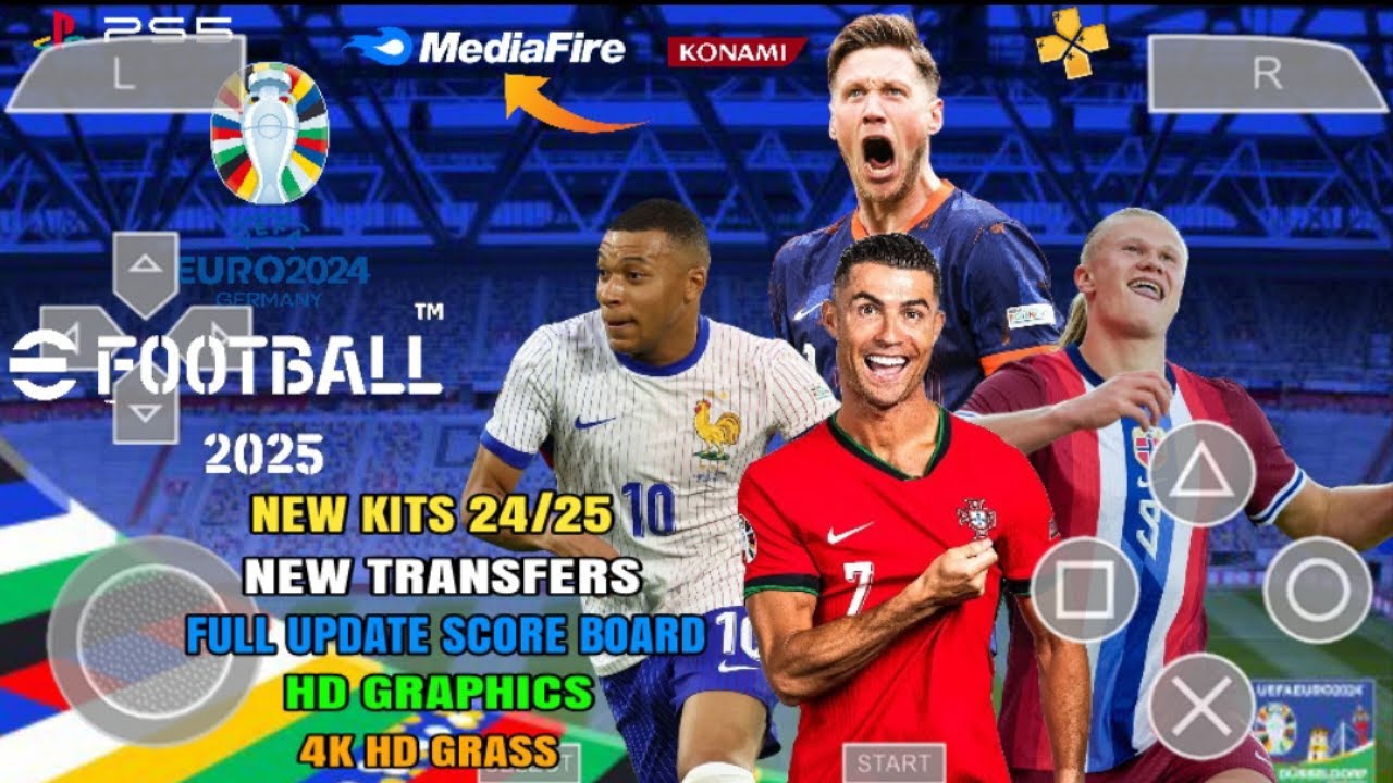 eFootball PES 2025 PPSSPP New Update Patch EURO 2024 New Kits 24/25 ...
