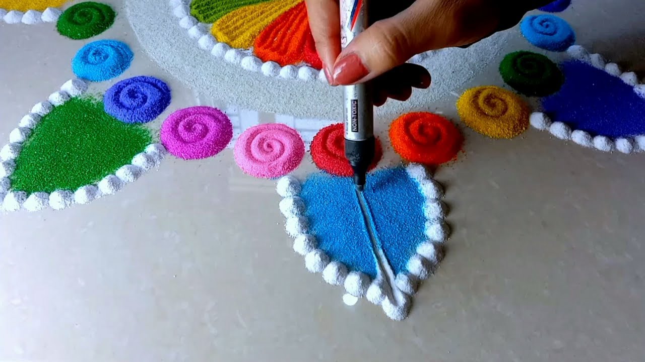 🪔 Easy Diwali Rangoli Design Step by Step for beginners 🎉 | Simple ...