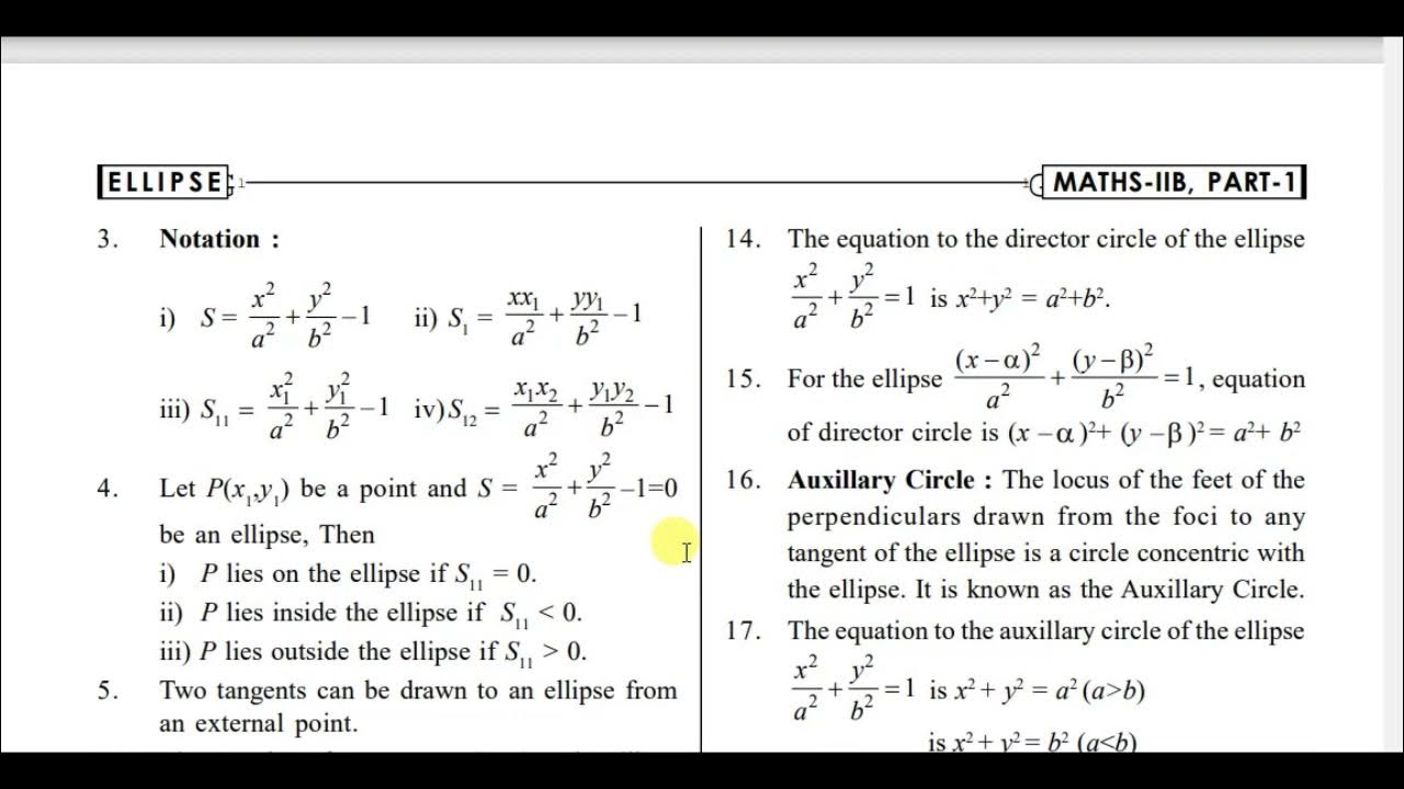 ellipse maths 2b intermediate concept and formuae - YouTube