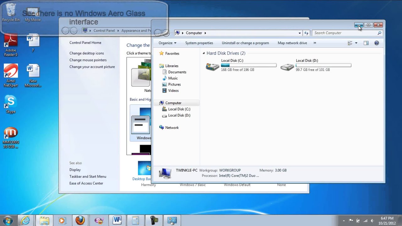 HOW TO DISABLE OR ENABLE WINDOWS AERO IN WINDOWS 7 - YouTube