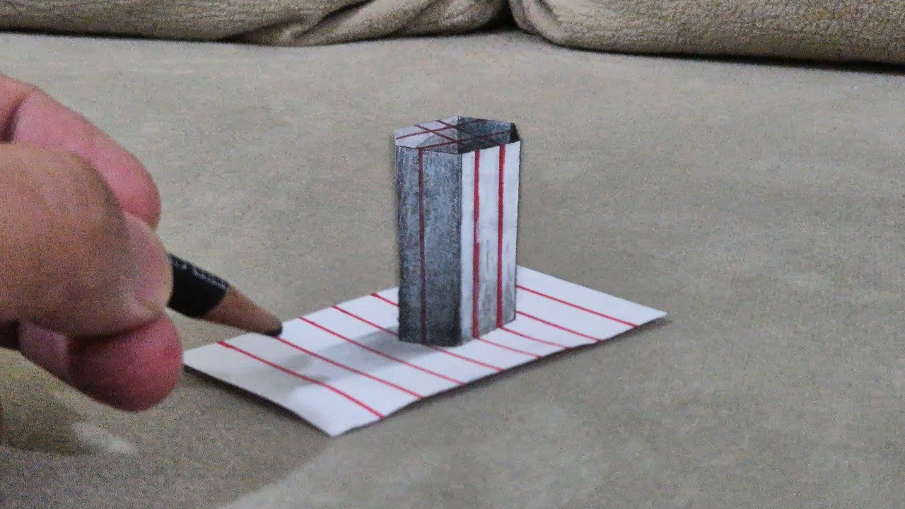 3d drawing art simple on paper - YouTube