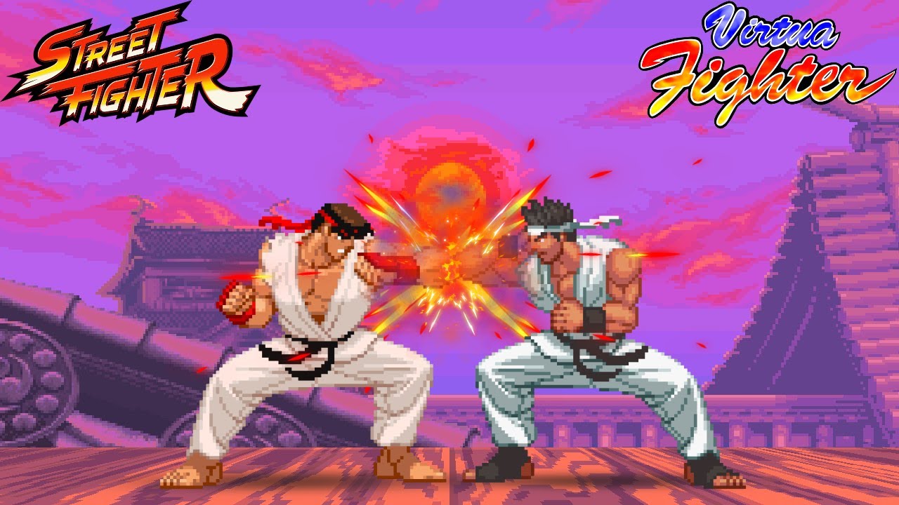 Ryu vs Akira Yuki - Street Fighter X Virtual Fighter l Capcom X Sega - YouTube
