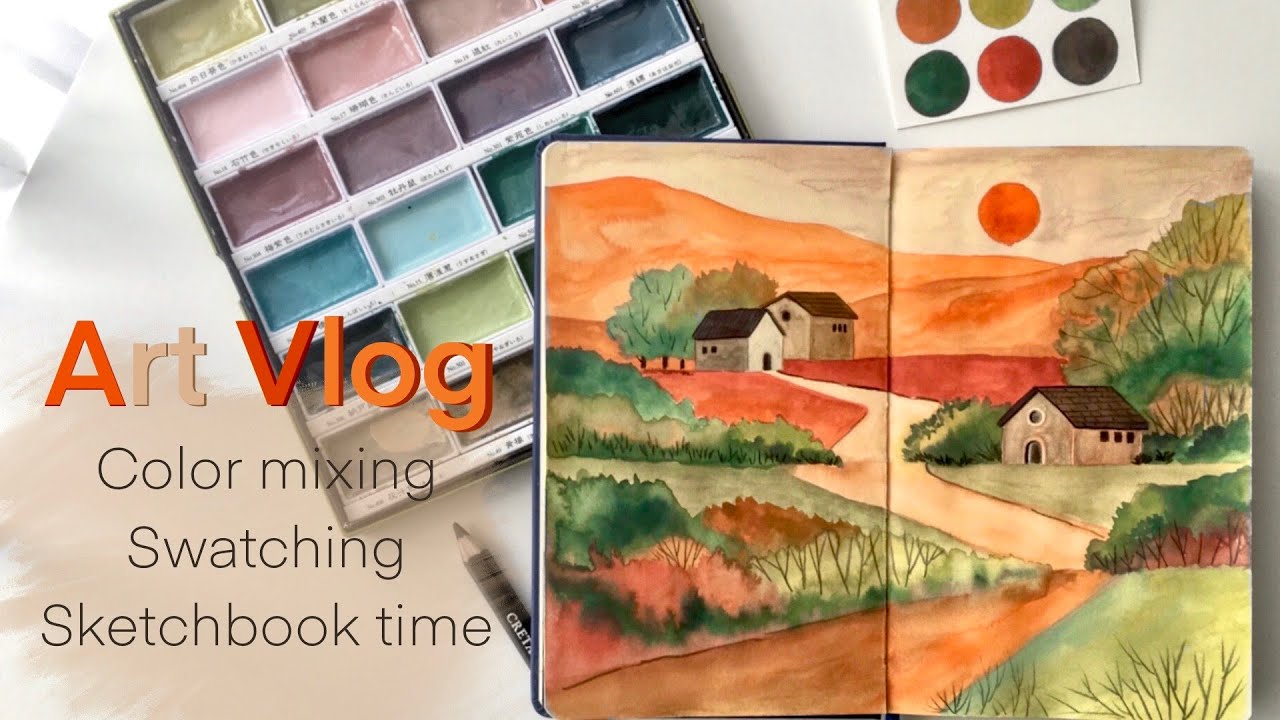 Art Vlog - Color Mixing - Swatching + Sketchbook Time. - YouTube