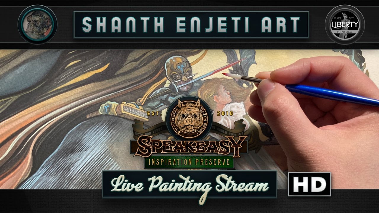 🔴 LIVE! Shanth Enjeti Art’s SPEAKEASY INSPIRATION PRESERVE! Painting ...