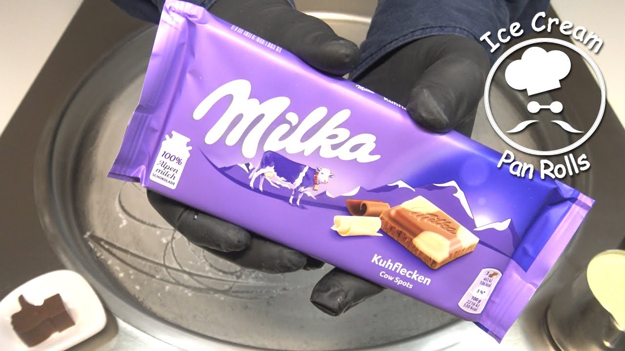 Milka Cow Spots Chocolate Ice Cream Rolls | ASMR | oddly satisfying ...