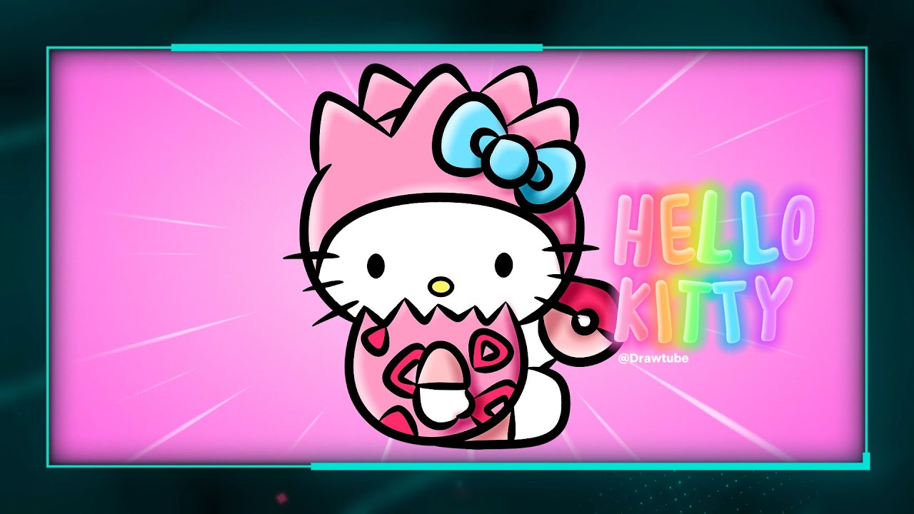 How to Draw Hello Kitty Pokemon Togepi Neon Light drawing and coloring ...