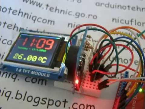 clock with thermometer using DS3231 on 1.8" ST7735 display - YouTube