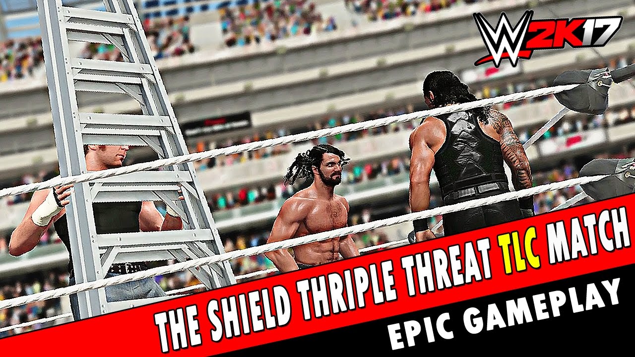 WWE 2K17 - Roman Reigns vs Seth Rollins vs Dean Ambrose The Shield ...