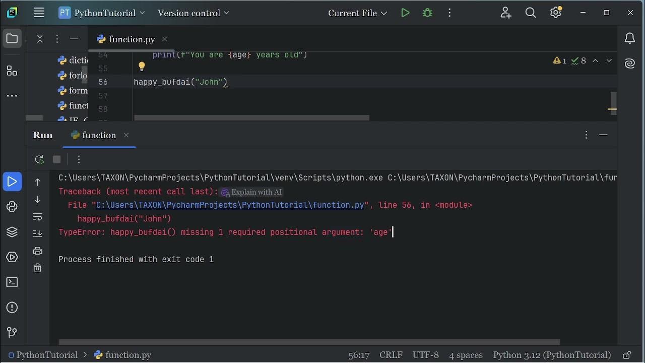 Python Tutorial Functions - YouTube