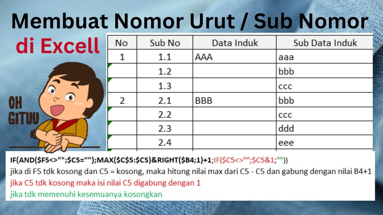 Cara Membuat Nomor Otomatis di Excel | Cara Membuat Nomor dan Sub Nomor ...
