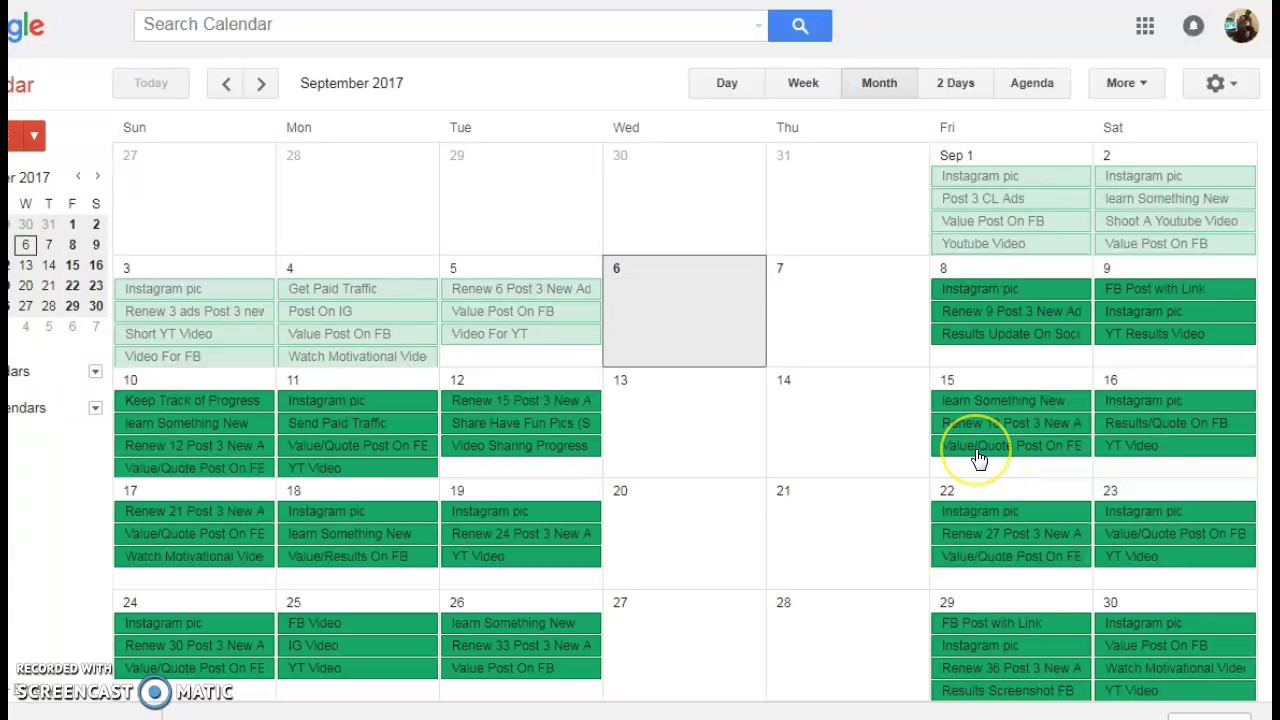 MCA - Daily Routine Shcedule / Google Calendar - YouTube