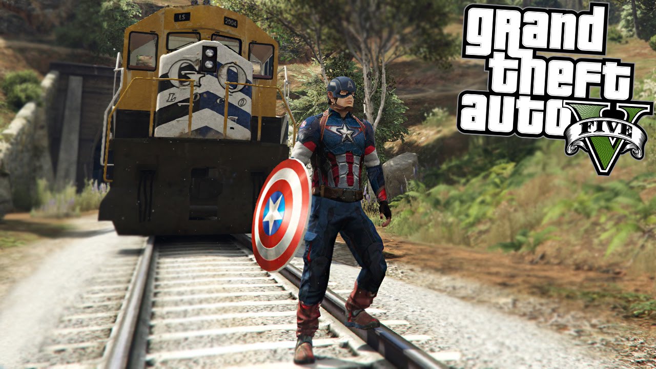 GTA 5 Mods - Captain America vs The Train - YouTube