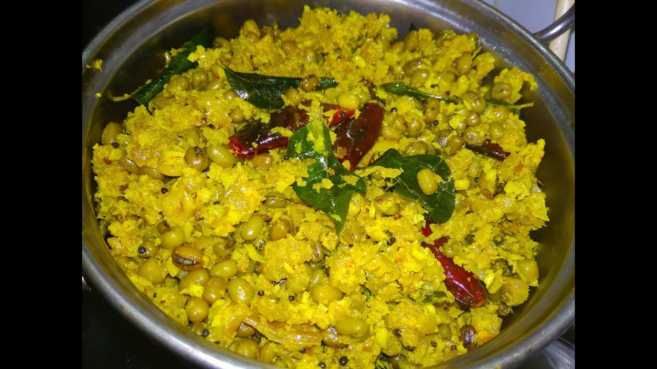 വാഴപ്പിണ്ടി ചെറുപയർ തോരൻ / Vazhapindi Cherupayar Thoran - YouTube