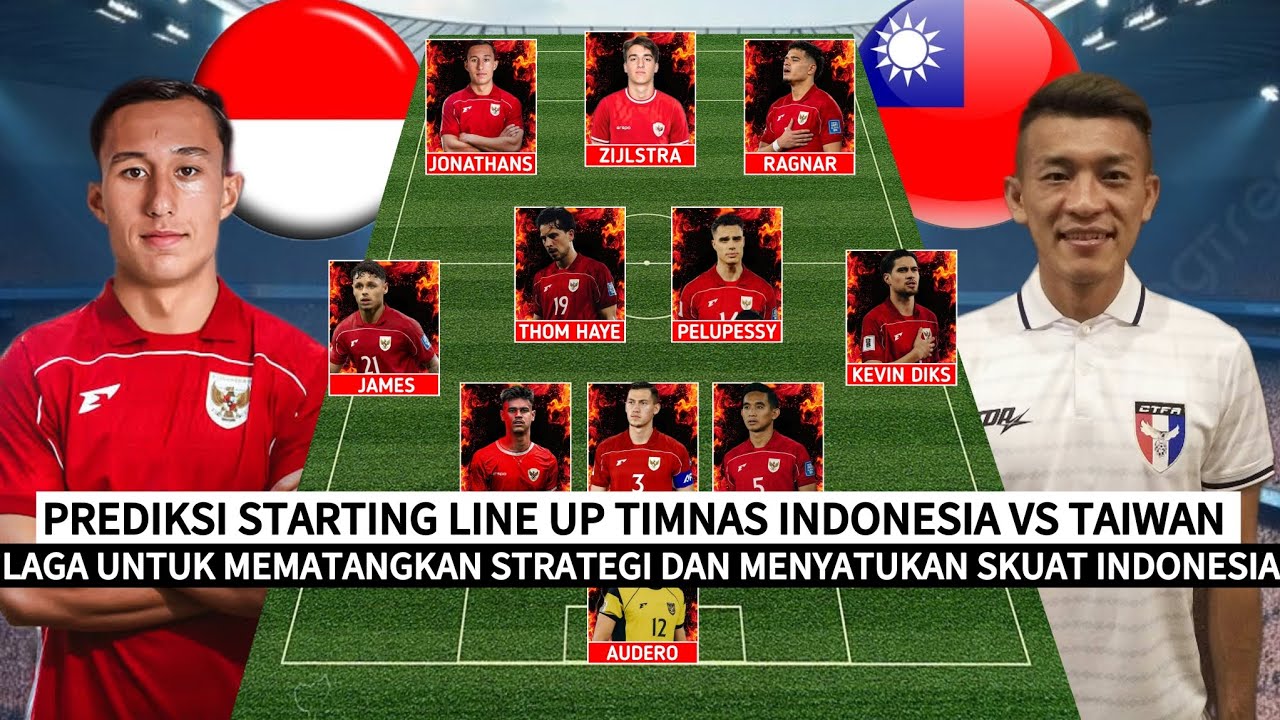 STARTING LINE UP TIMNAS INDONESIA VS TAIWAN - YouTube