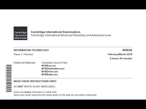 CIE IT 9626/02 Feb_March 2018 Spreadsheet 1 - YouTube