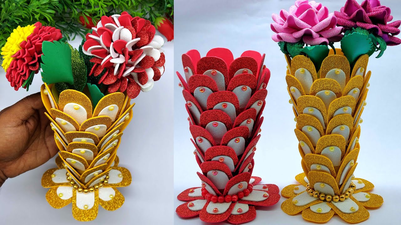 Beautiful Flower Vase Making at Home - How to Make Flower Vase - Home ...