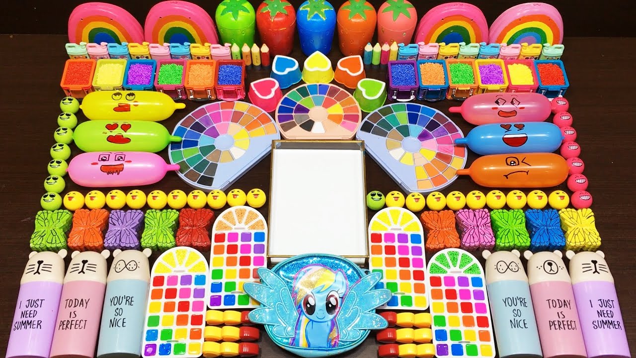 SATISFYING WITH RAINBOW SLIME & FUNNY BALLOONS ! Mixing Random Things ...