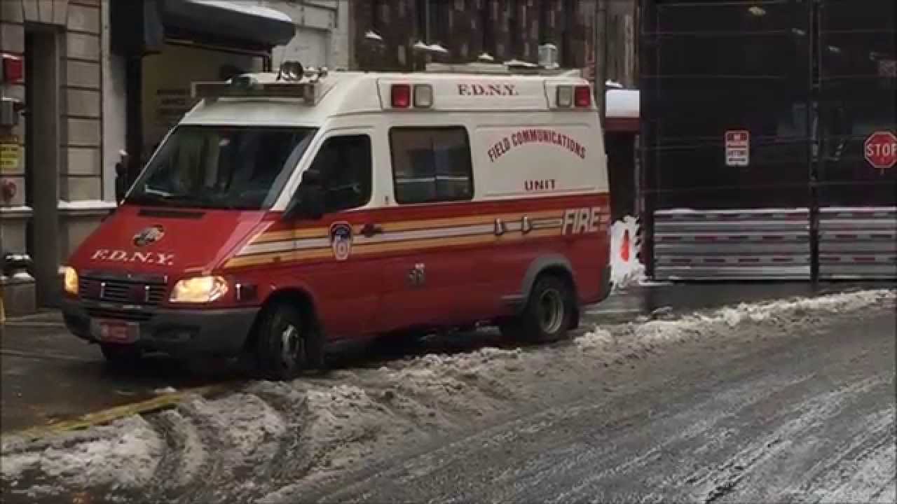 RARE CATCH OF FDNY FIELD COMMUNICATIONS UNIT TAKING UP FROM FDNY LADDER ...