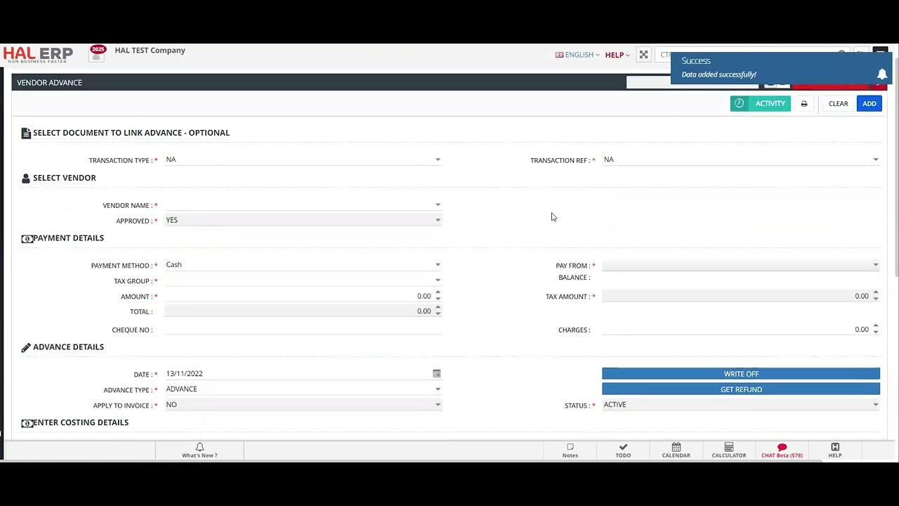 Debit Note against Paid / Unpaid Opening Balance or Discount - HAL ERP - YouTube