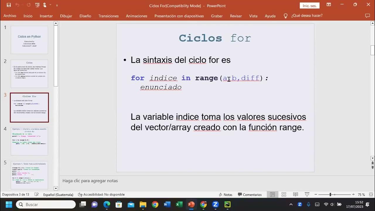 MN 2023 17 jul Python Ciclos for while y definiciones - YouTube