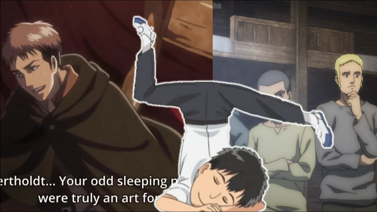 Bertholdt's sleeping position teased in SEASON 2 and JUNIOR HIGH - YouTube