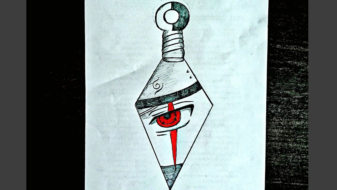 How to draw kakashi eye drawing in kunai | Step by step | Drawing ...