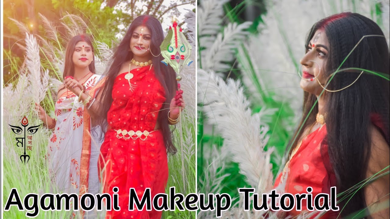 AGOMONI MAKEUP TUTORIAL|MA DURGA MAKEUP LOOK || - YouTube