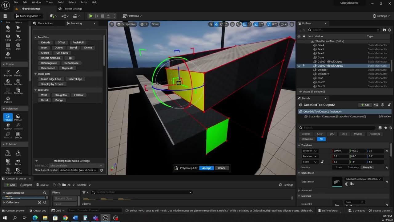 UE5 Cube Grid: verts, faces, edges - YouTube