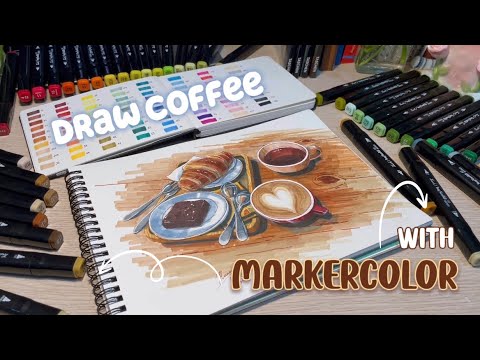 Draw Coffee with Markercolor | Draw with me ☕️👩🏻‍🎨 - YouTube